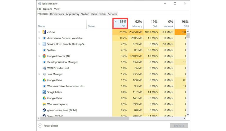 نحوه رفع مشکل مصرف بالای Cpu در ویندوز تکنوسان مگ